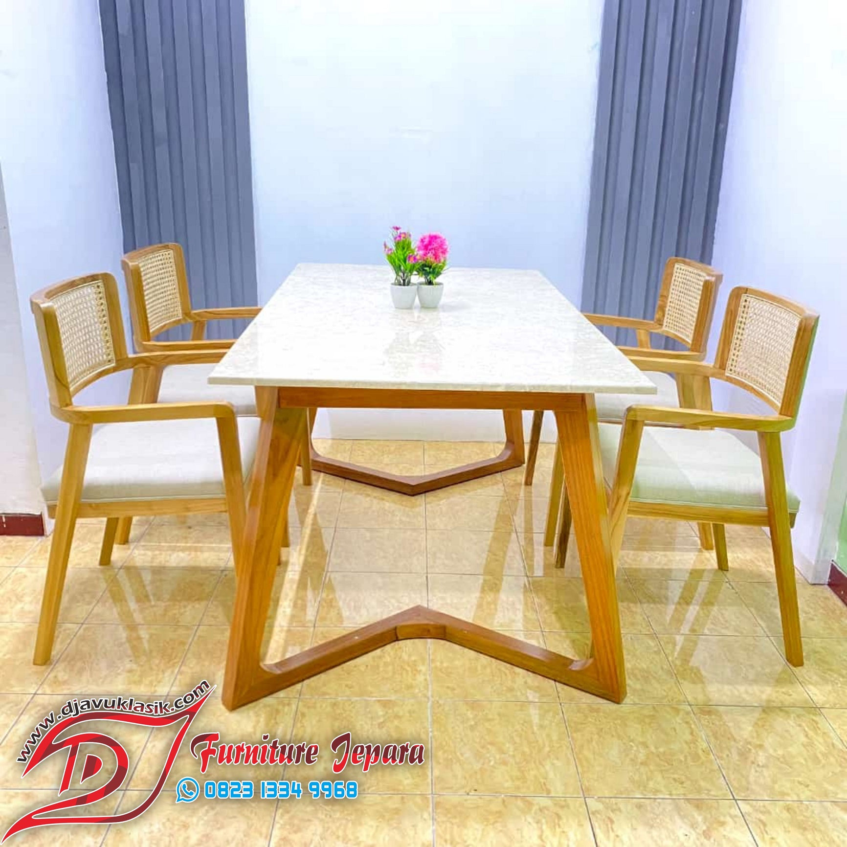Set Meja Kursi Makan Jati Rotan | Furniture Jepara | Mebel Minimalis ...