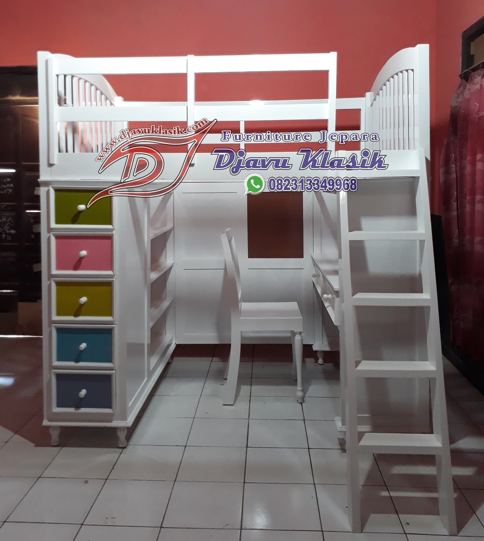 Model Tempat Tidur Susun dan Meja Belajar | Furniture Jepara | Mebel ...